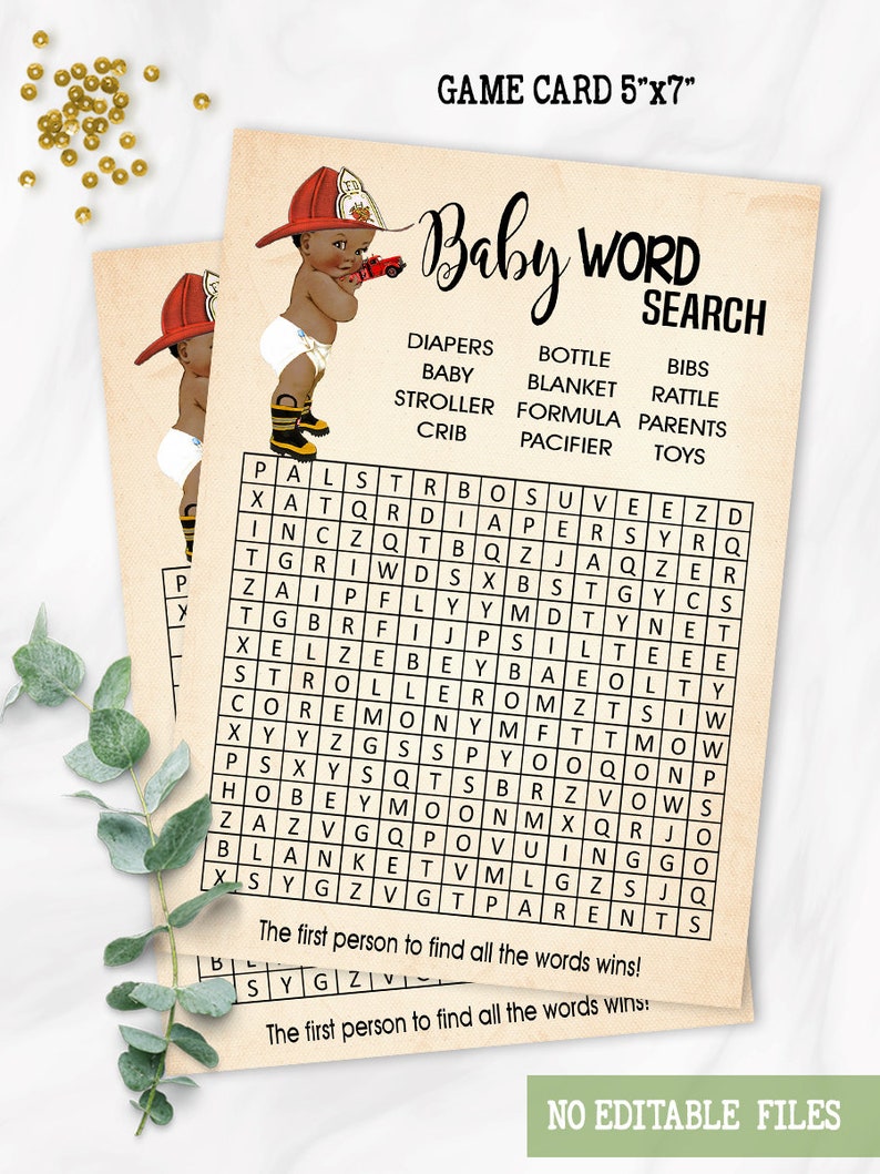Fireman Word Search Baby Shower Game Firefighter Vintage - Etsy