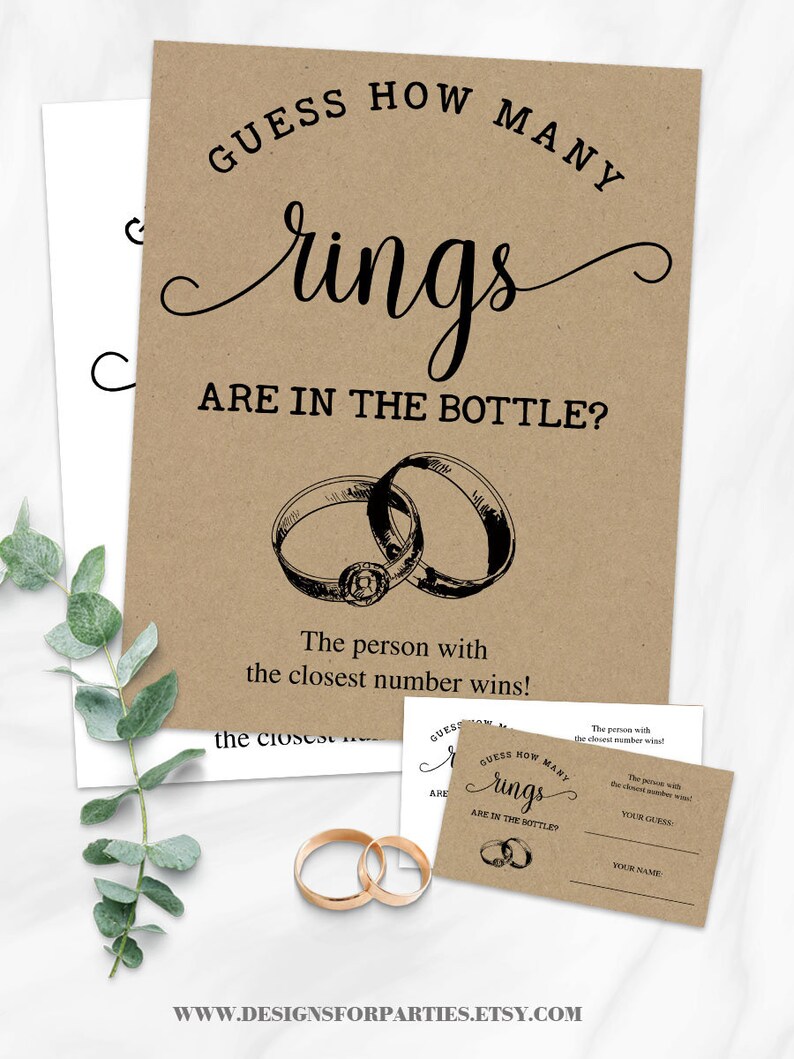 Guess How Many Rings Game Bridal Shower Game Rustic Country - Etsy