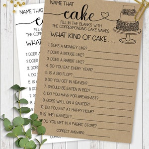 Name That Cake Game Bridal Shower Activity Game Guess Cake Country Chic ...