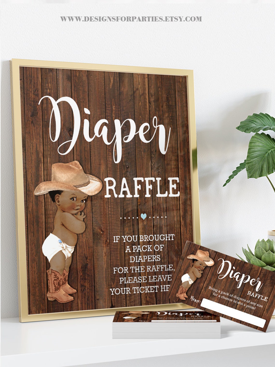 Cowboy Diaper Raffle Ticket & Sign Baby Shower Bring Diapers - Etsy
