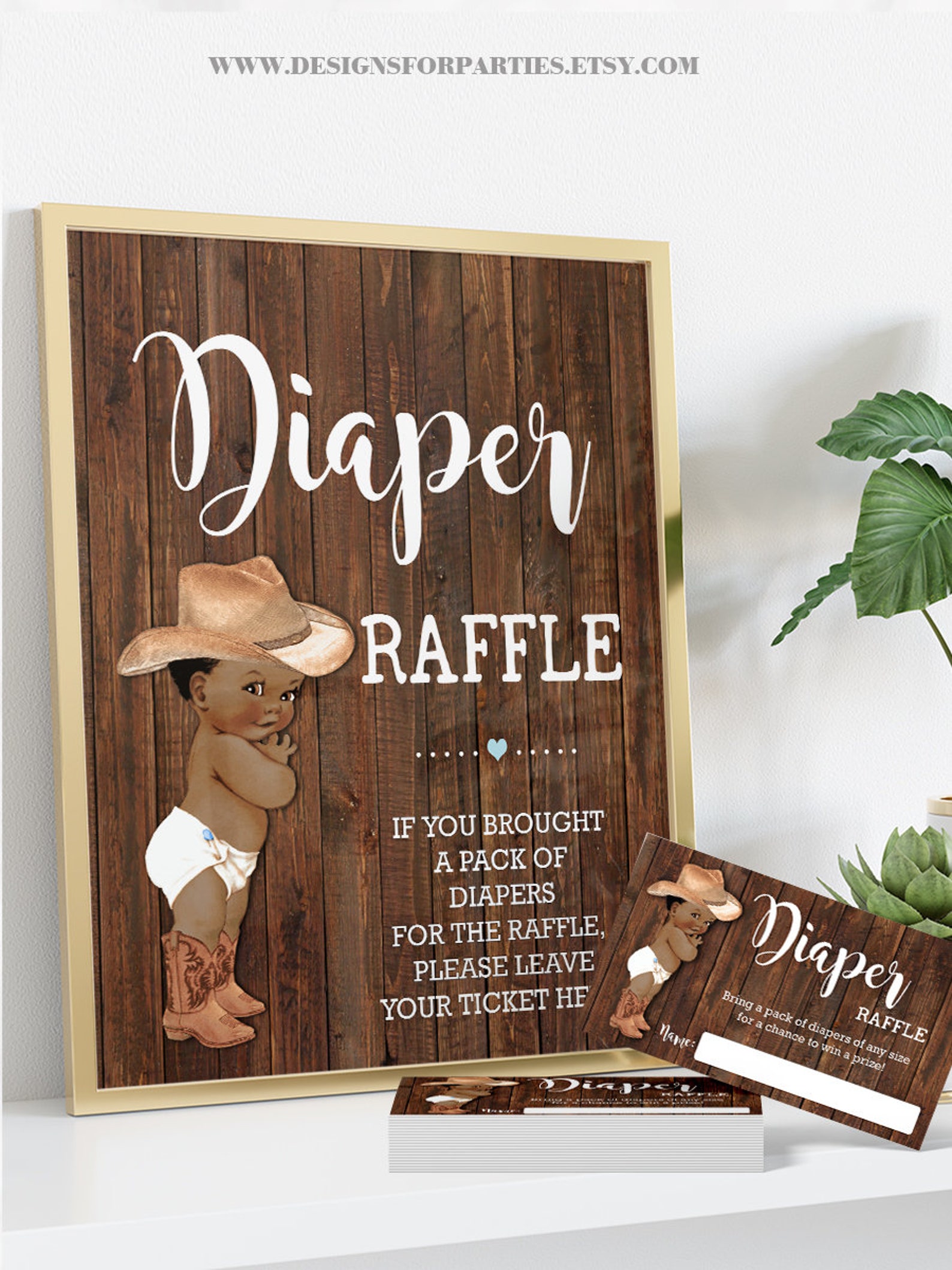 Cowboy Diaper Raffle Ticket & Sign Baby Shower Bring Diapers - Etsy
