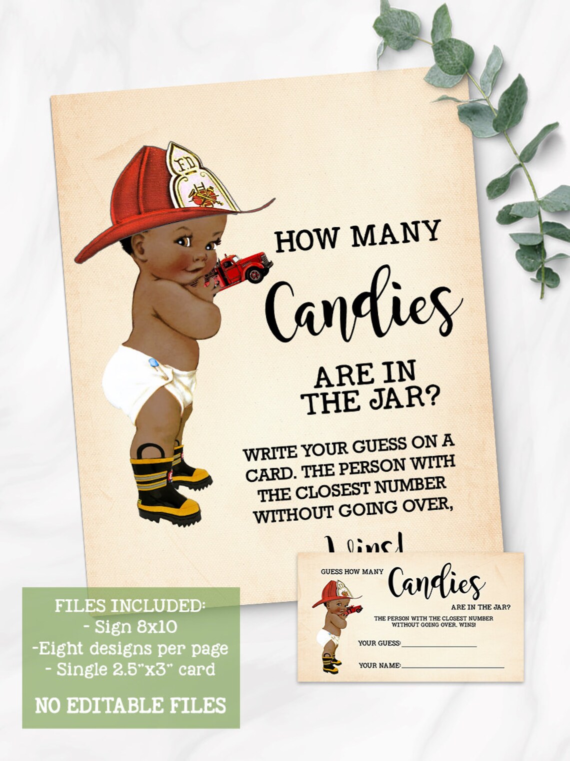 Fireman Guess How Many Candies Baby Shower Game Firetruck - Etsy