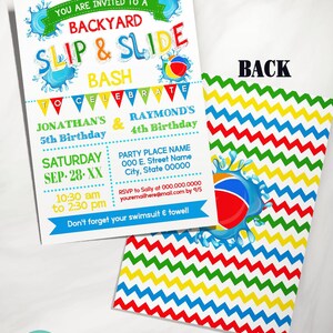 Slip & Slide Summer Backyard Bash Invitation Water Bash Combined ...