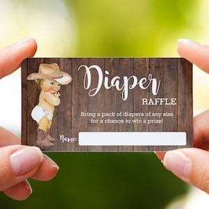 Rustic Western Cowboy Diaper Raffle Ticket & Sign Baby Shower (ready to ...