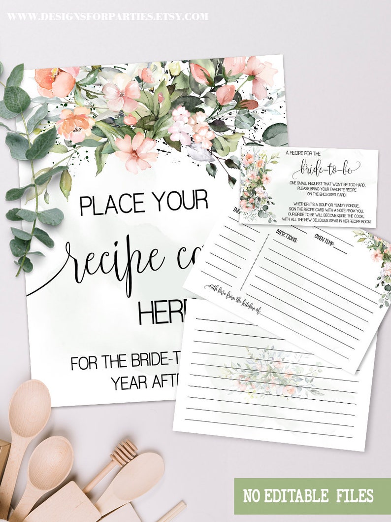 Recipe Card for the Bride Bring a Recipe Bridal Shower - Etsy