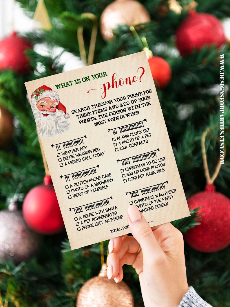 Christmas What is on Your Phone Game Find on Your Phone Santa Xmas ...