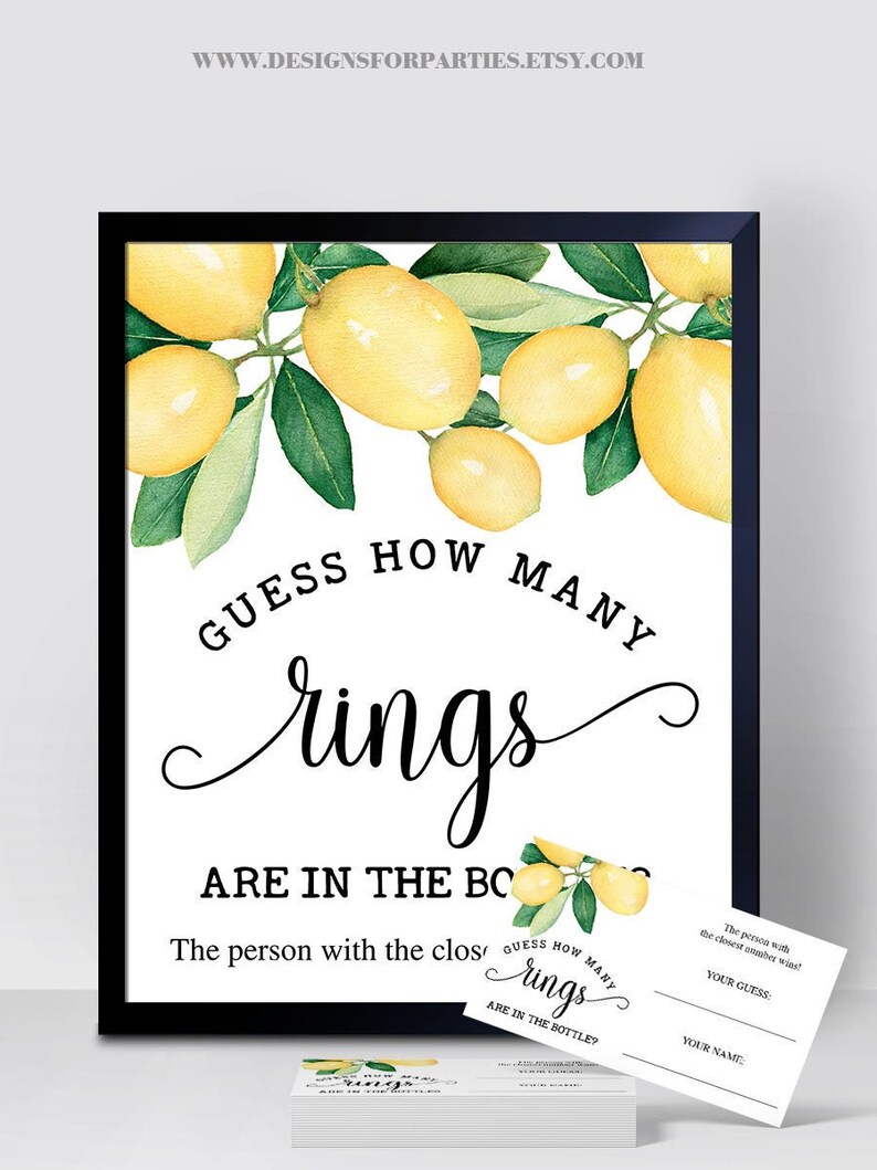 Guess How Many Rings Game Bridal Shower Guessing Game How Many | Etsy