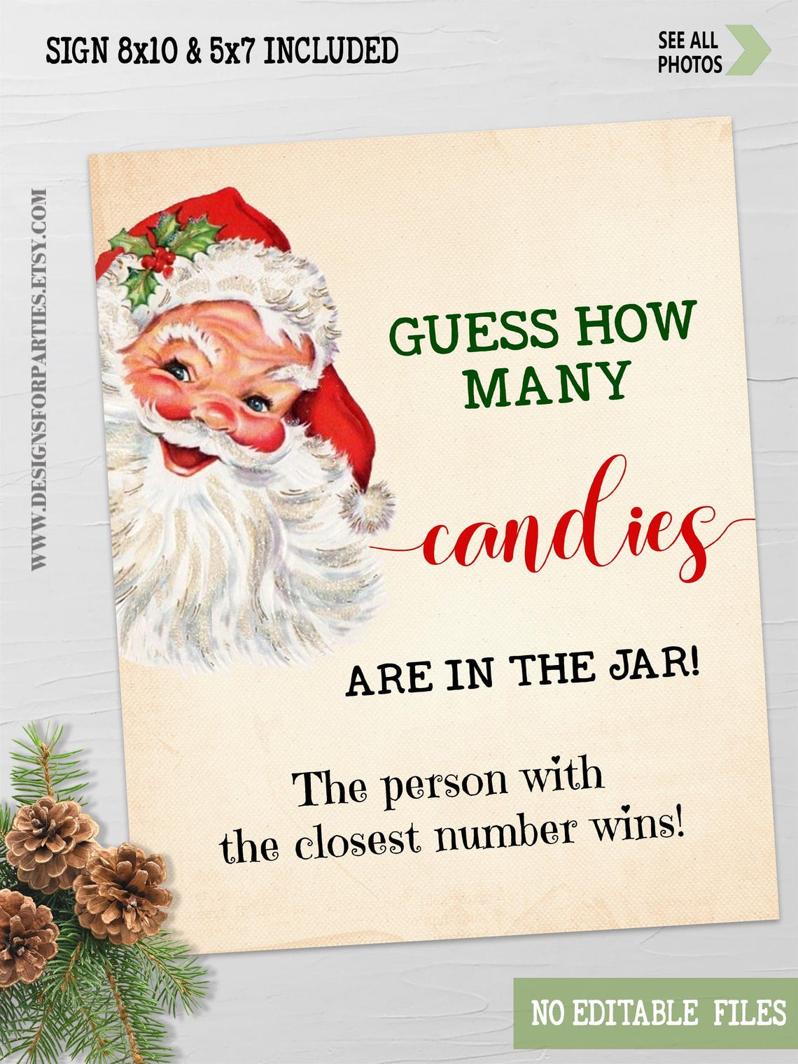 Christmas Guess How Many Candies Are in the Jar Game Santa Xmas Family ...