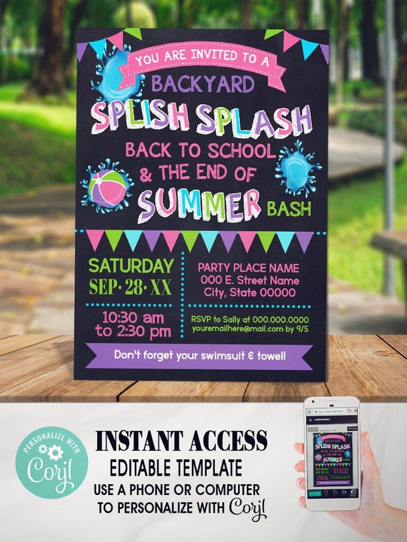 Pink Backyard Splish Splash Back to School & End of Summer | Etsy
