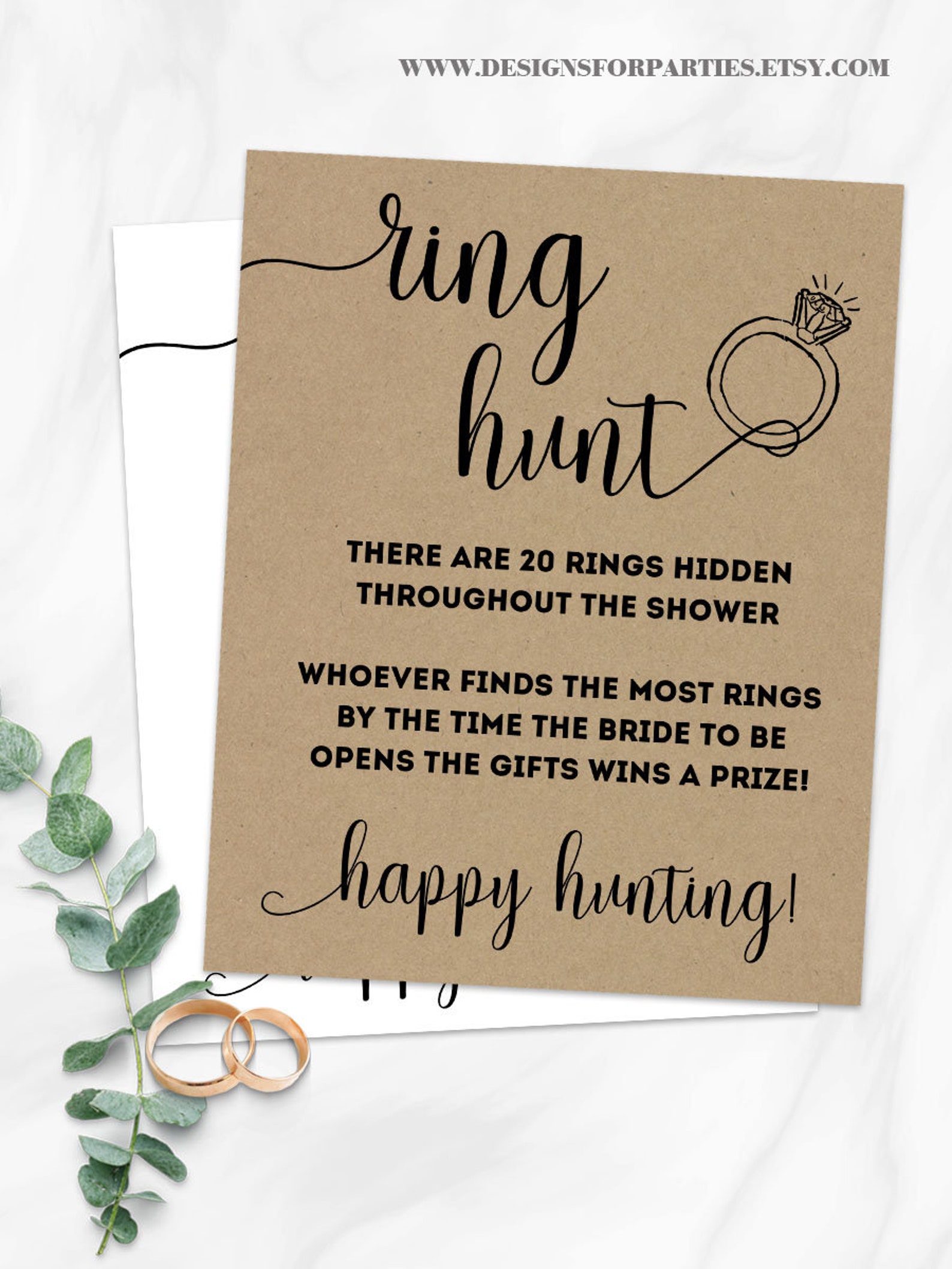 Ring Hunt Bridal Shower Game Find the Rings Game Rustic - Etsy