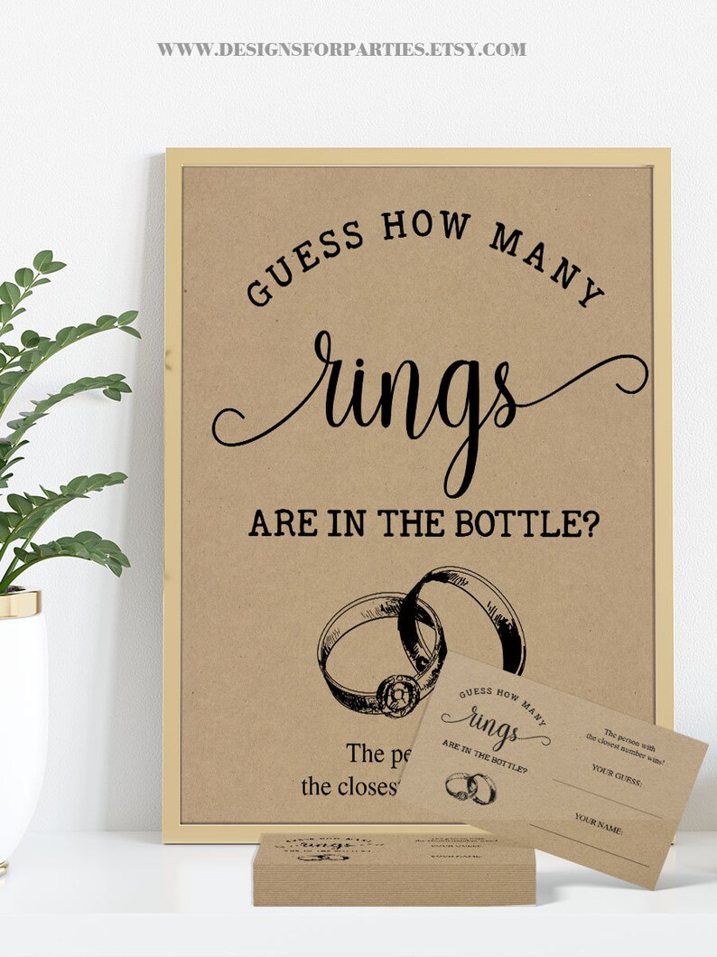 Guess How Many Rings Game Bridal Shower Game Rustic Country - Etsy