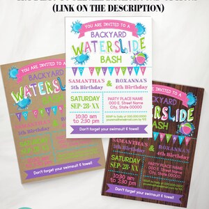 Pink Waterslide Summer Backyard Bash Invitation Summer Water Bash ...