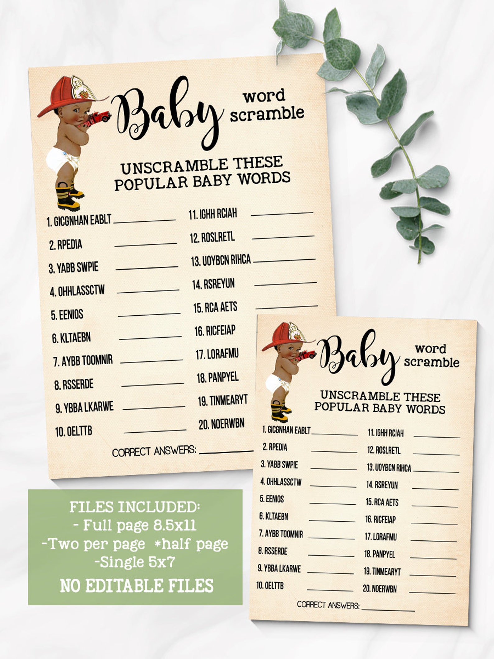 Fireman Word Scramble Baby Shower Game Baby Word Scramble - Etsy