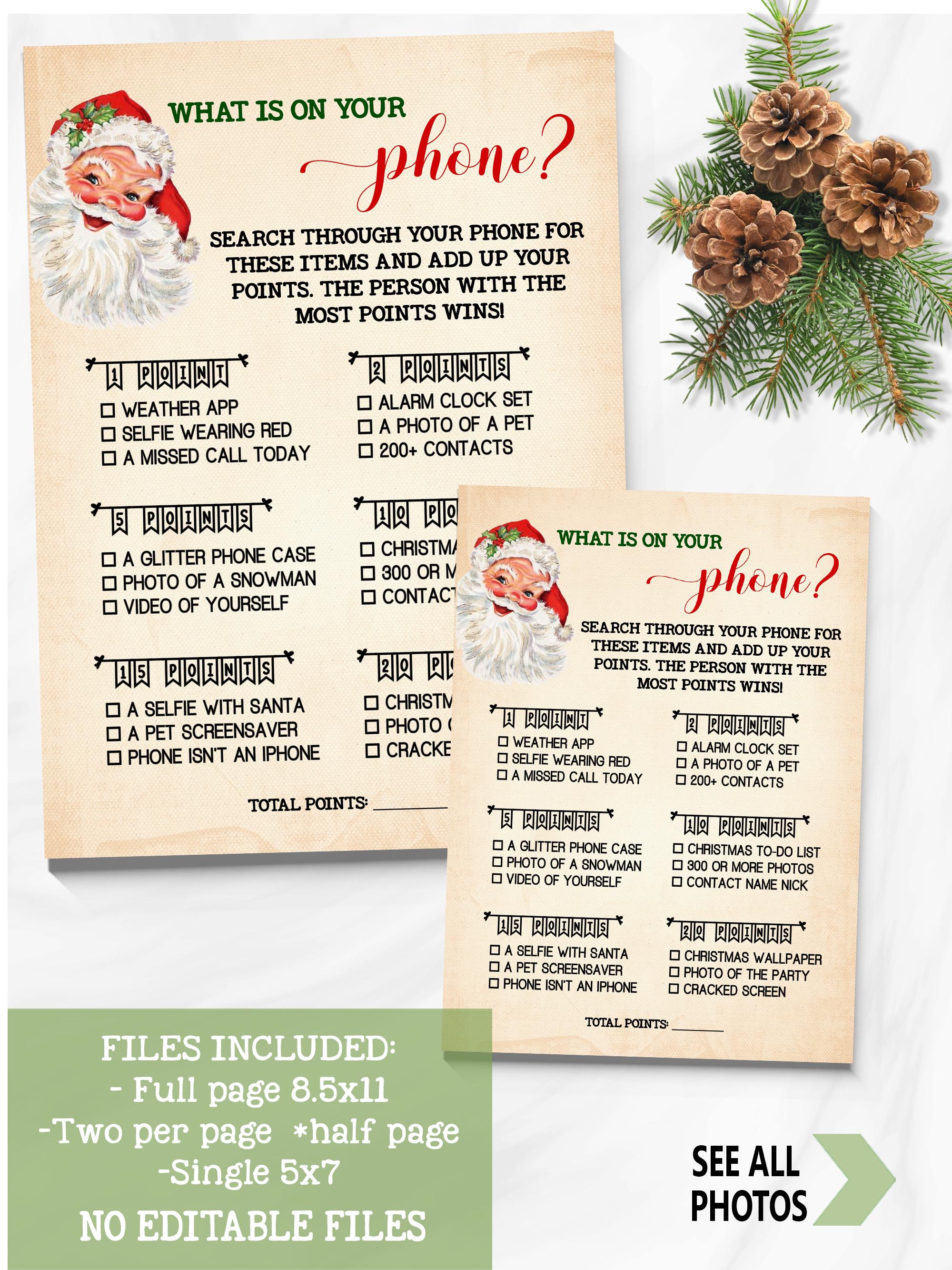 Christmas What is on Your Phone Game Find on Your Phone Santa Xmas ...