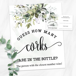 Guess How Many Corks Game Bridal Shower Editable Game Couples Shower ...