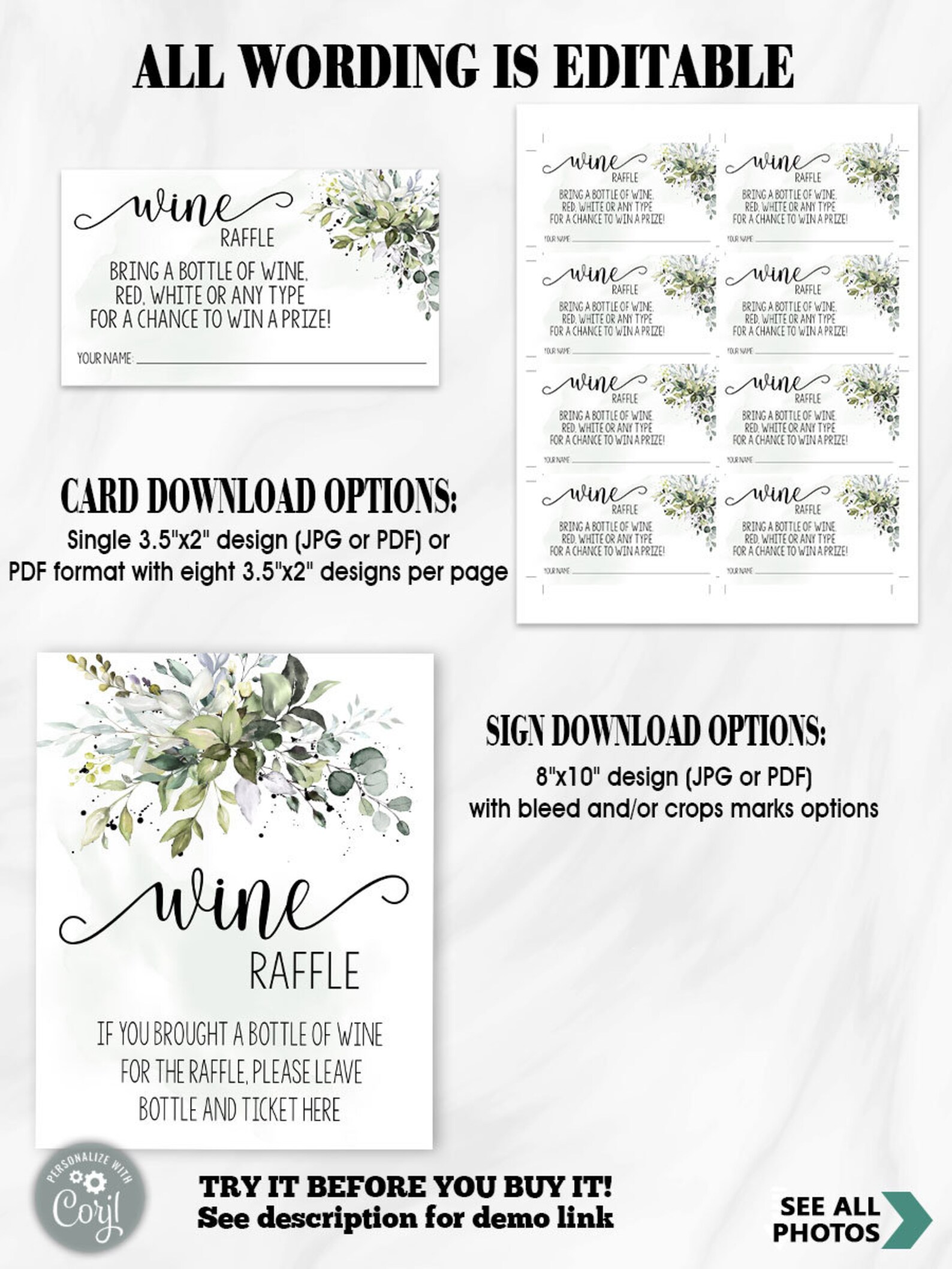 Wine Raffle Tickets and Sign Bridal Shower Stock the Bar | Etsy