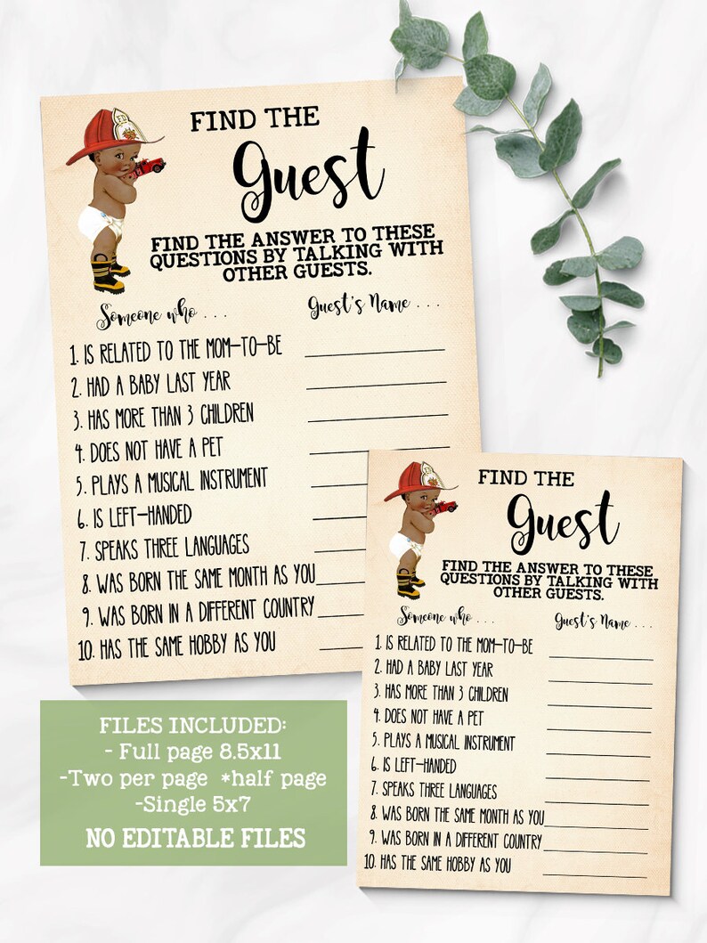 Fireman Find the Guest Game Baby Shower Activity Firefighter - Etsy