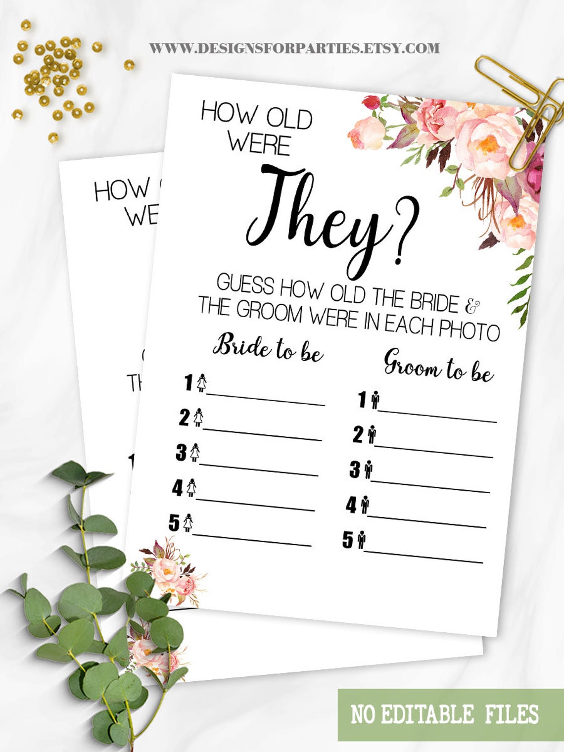 How Old Were They Game Guess Their Age Bridal Shower Activity - Etsy