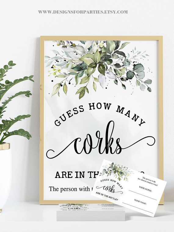 Guess How Many Corks Game Bridal Shower Editable Game Couples - Etsy