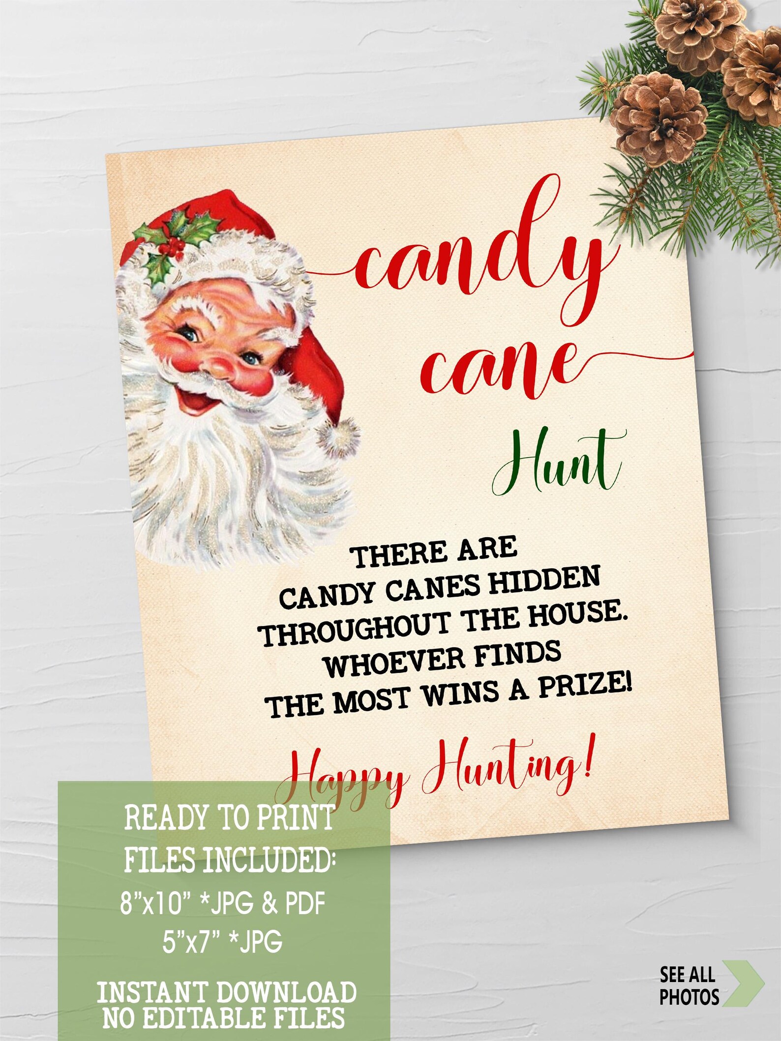 Christmas Candy Cane Hunt Game Santa Family Holiday Office Xmas Find ...