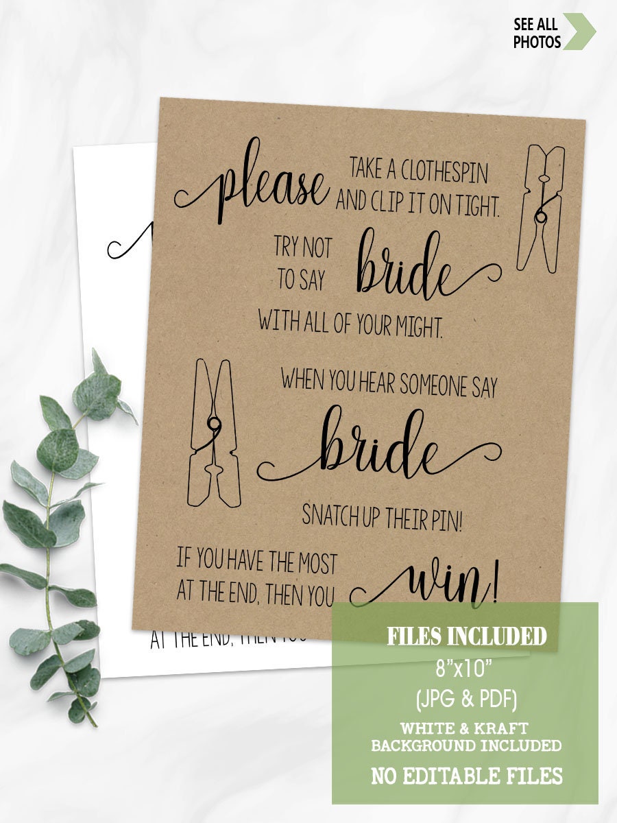 Wedding shower clothespin game | Honestweddingadvice.com