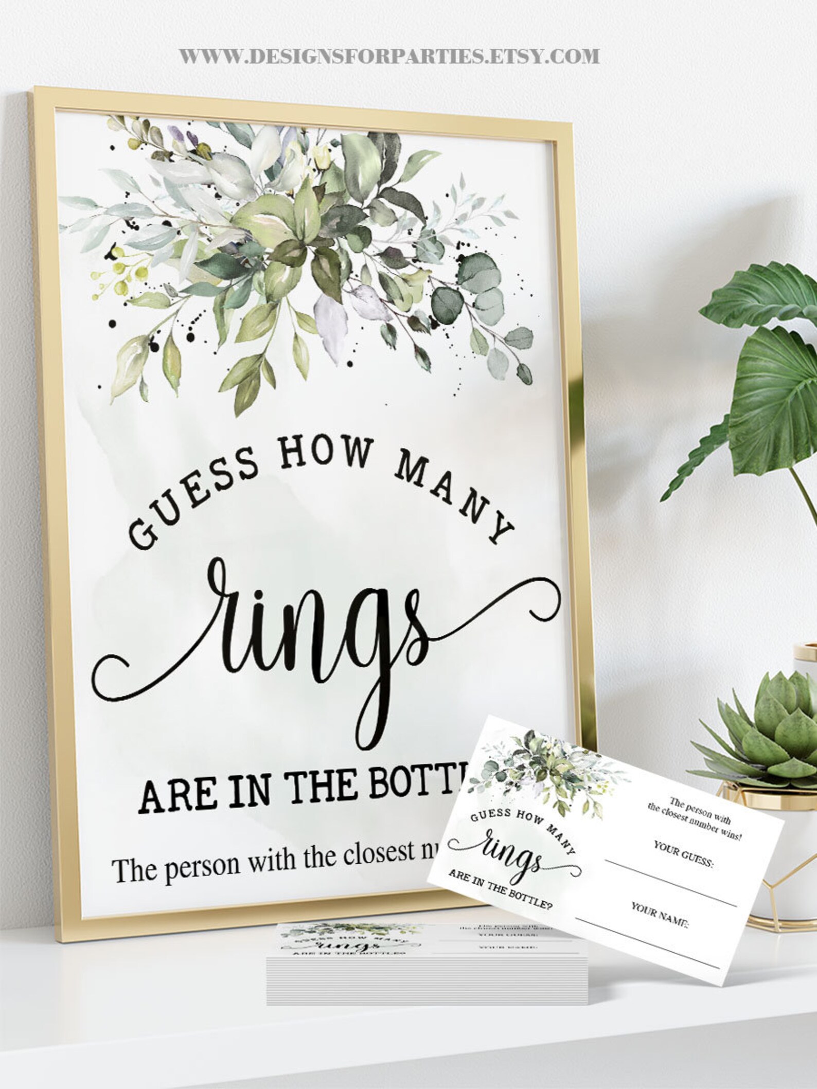 Guess How Many Rings Game Bridal Shower Editable Guessing Game - Etsy