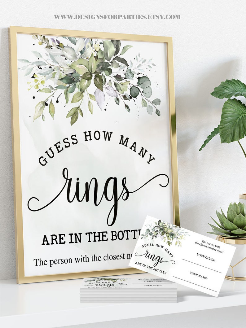 Guess How Many Rings Game Bridal Shower Editable Guessing Game - Etsy