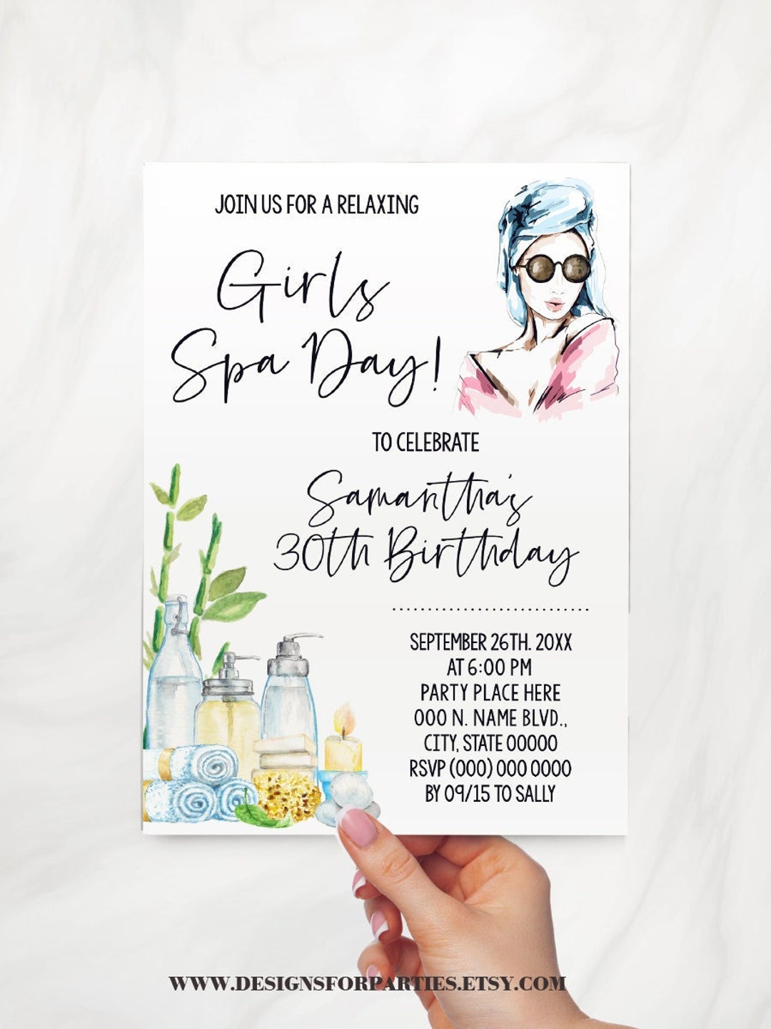 Birthday Girls Spa Day Invitation Birthday Manicures Pedicures Spa ...