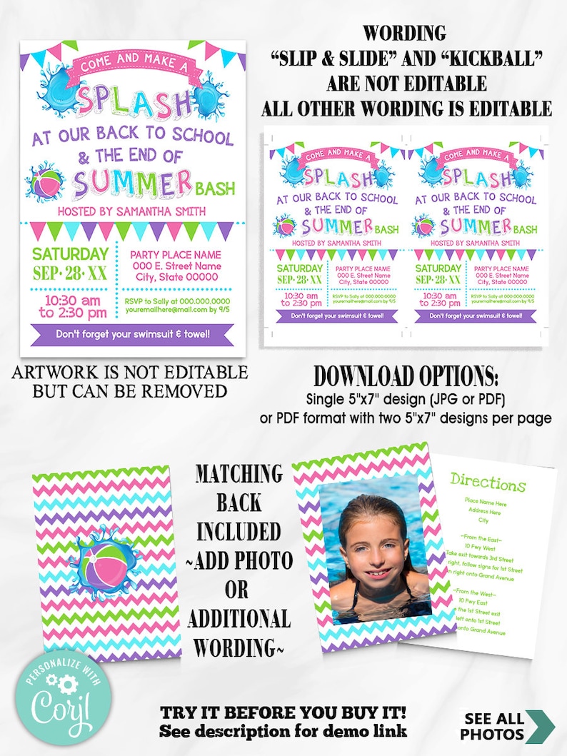 Pink Come Make a Splash Back to School & End of Summer Bash - Etsy