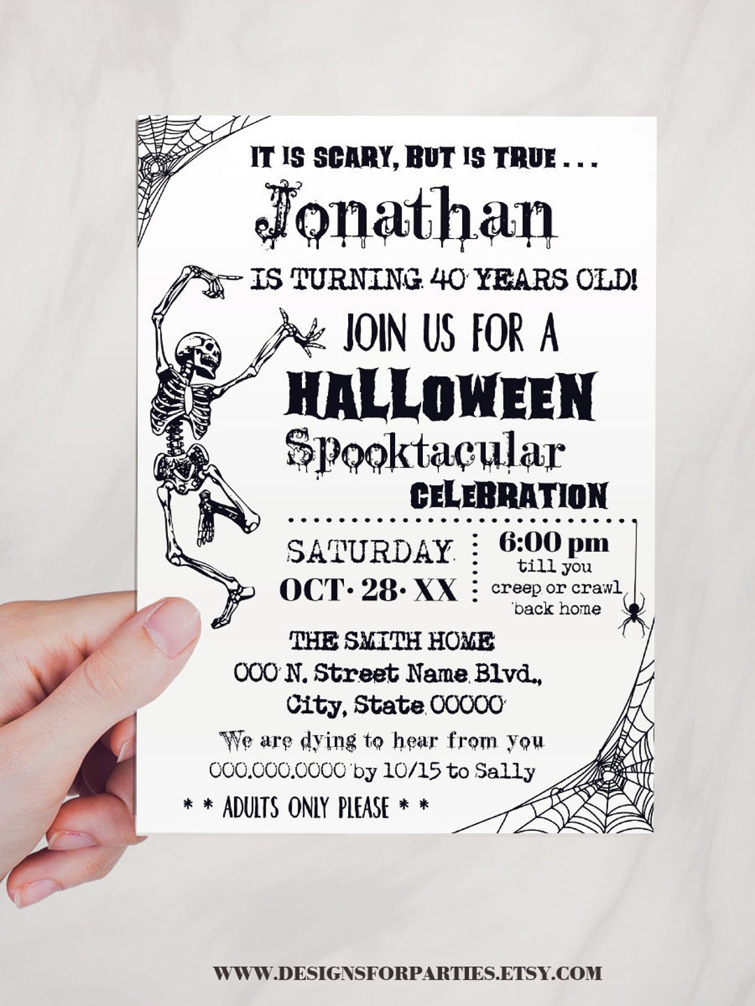 Skeleton Birthday Party Invitations