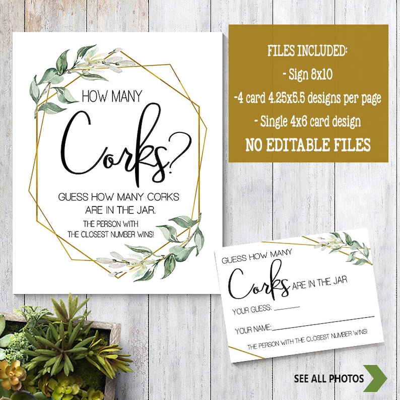 Guess How Many Corks Game Bridal Shower Couples Shower - Etsy
