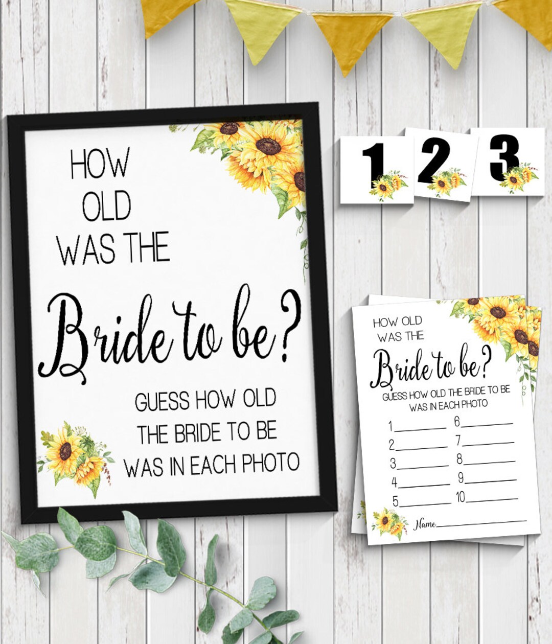 How Old Were Was Bride Game Guess Her Age Bridal Shower Activity Game ...