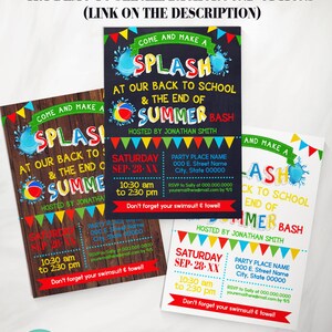 Come Make a Splash Back to School & End of Summer Bash Invitation ...