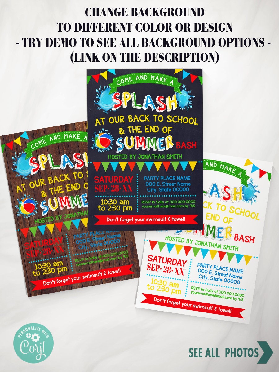 Come Make a Splash Back to School & End of Summer Bash - Etsy