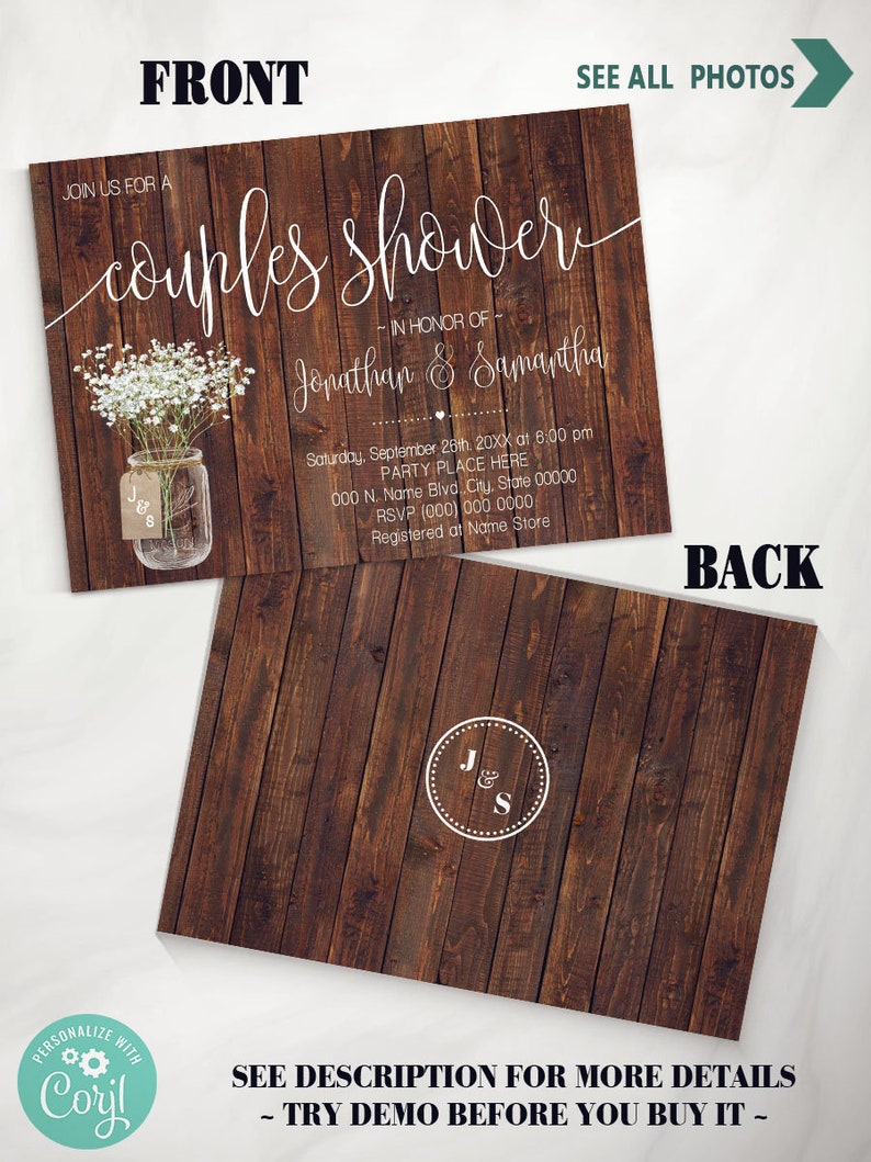 Rustic Couples Shower Invitation Country Western Chic Bridal - Etsy