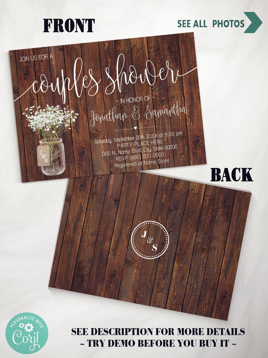 Rustic Couples Shower Invitation Country Western Chic Bridal - Etsy