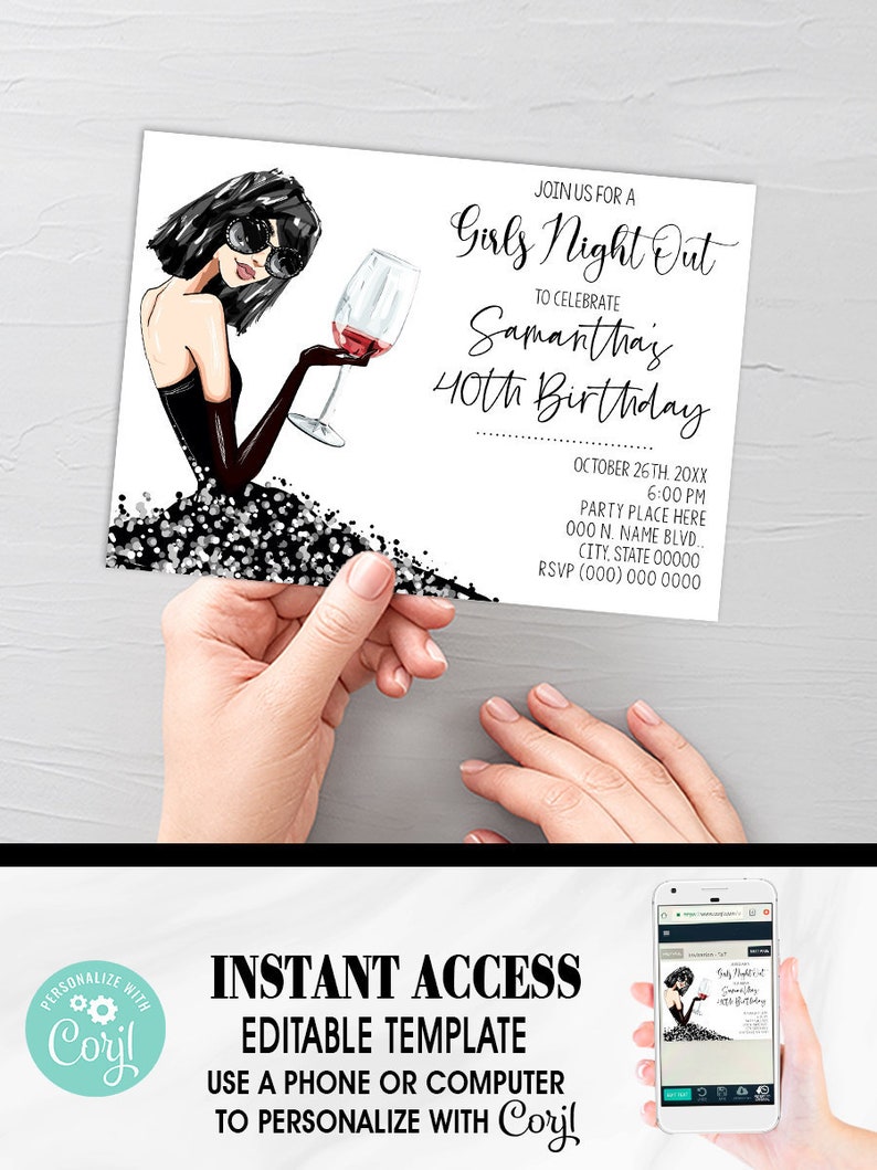 Girls Night Out Invitation Birthday Drinks Party Wine Tasting | Etsy