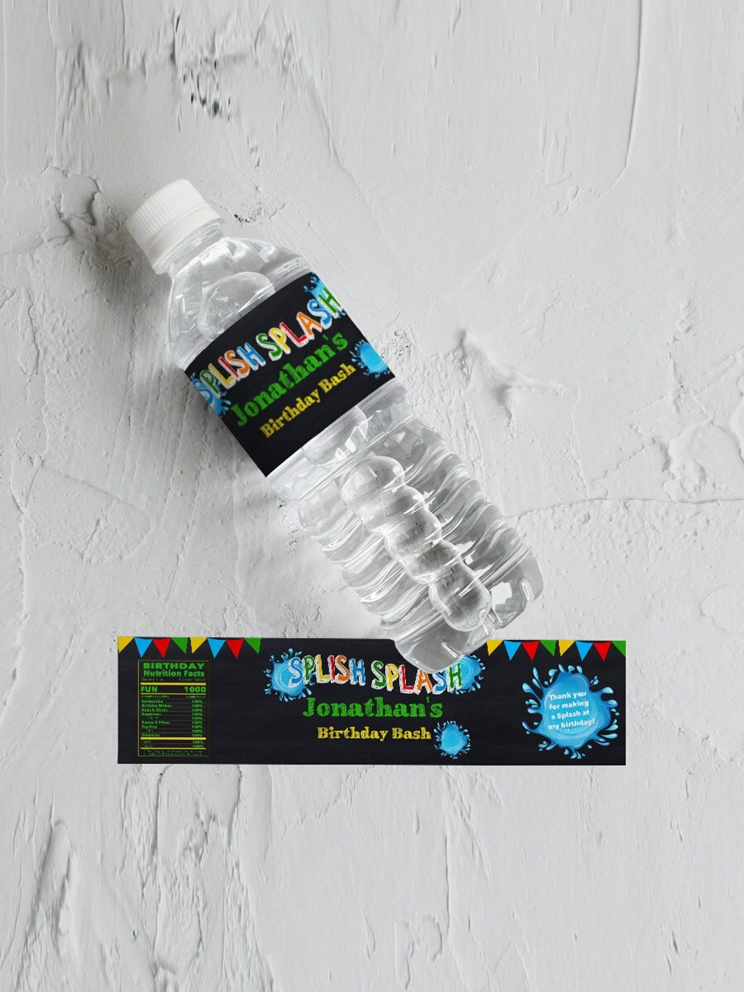 Water Bottle Label Splish and Splash Pool Waterslide Summer Bash ...