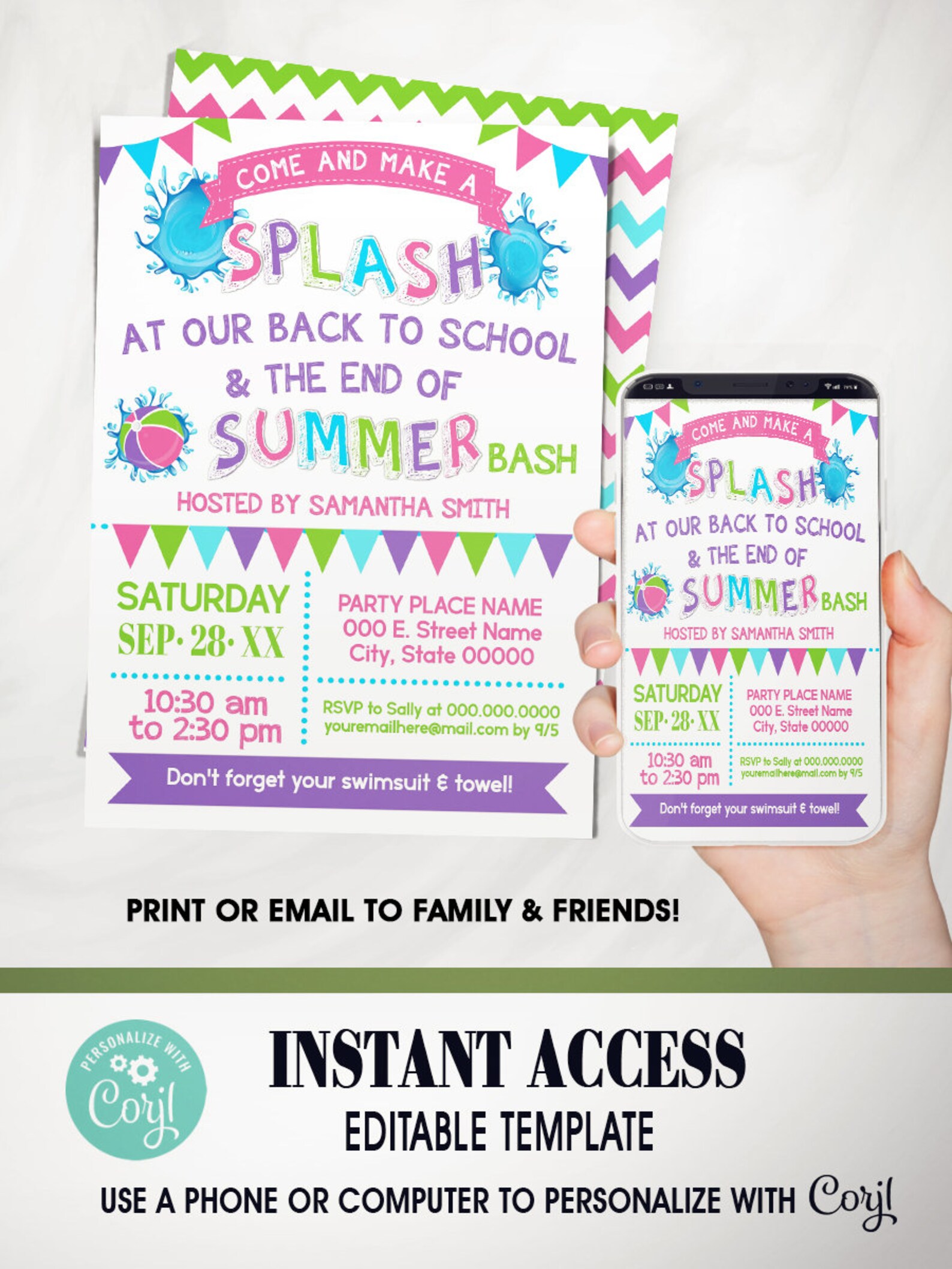 Pink Come Make a Splash Back to School & End of Summer Bash - Etsy