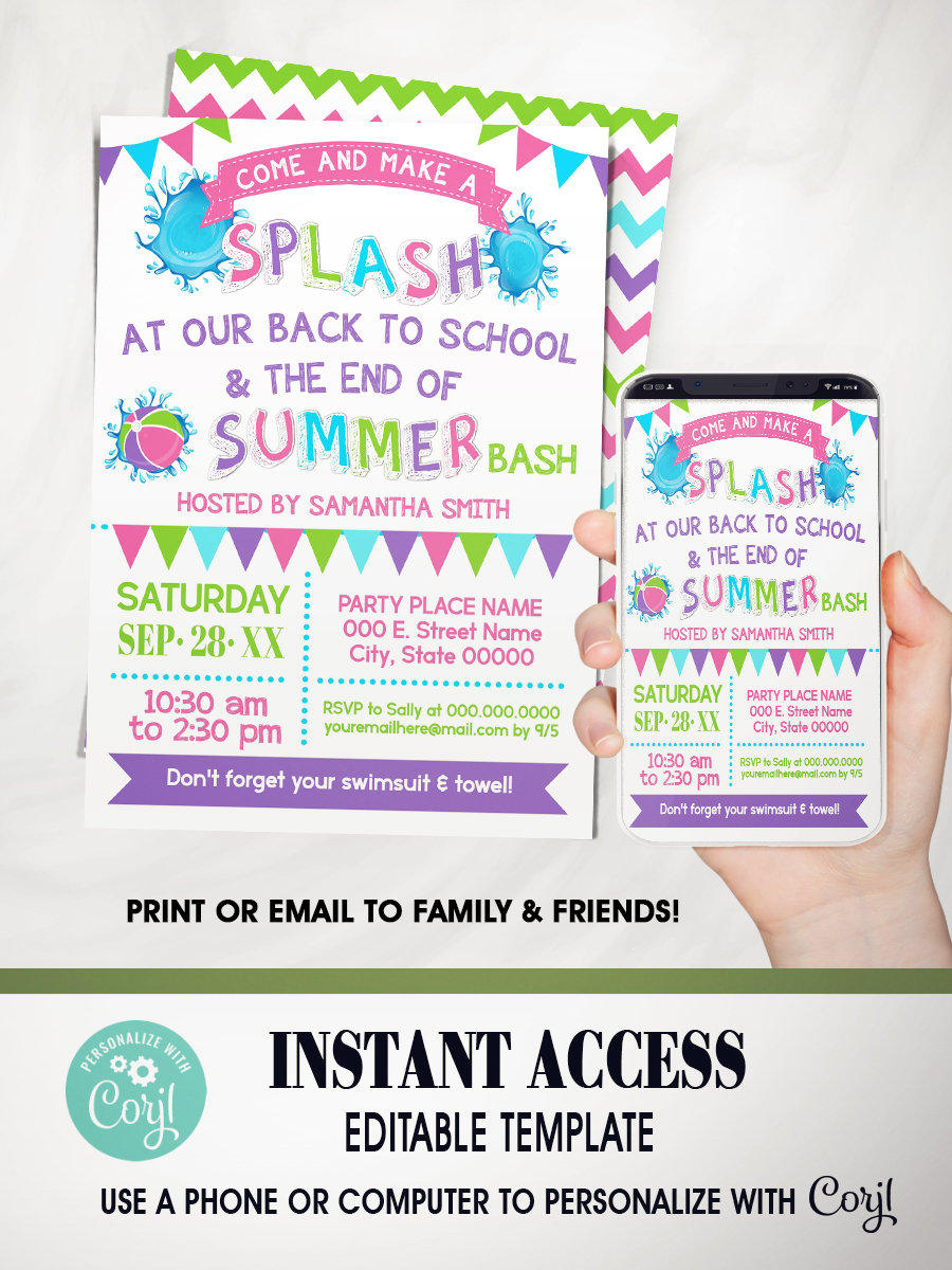 Pink Come Make a Splash Back to School & End of Summer Bash - Etsy