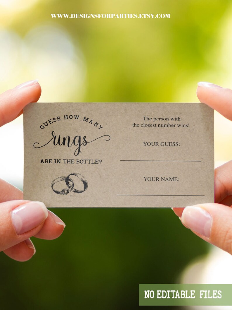 Guess How Many Rings Game Bridal Shower Game Rustic Country - Etsy
