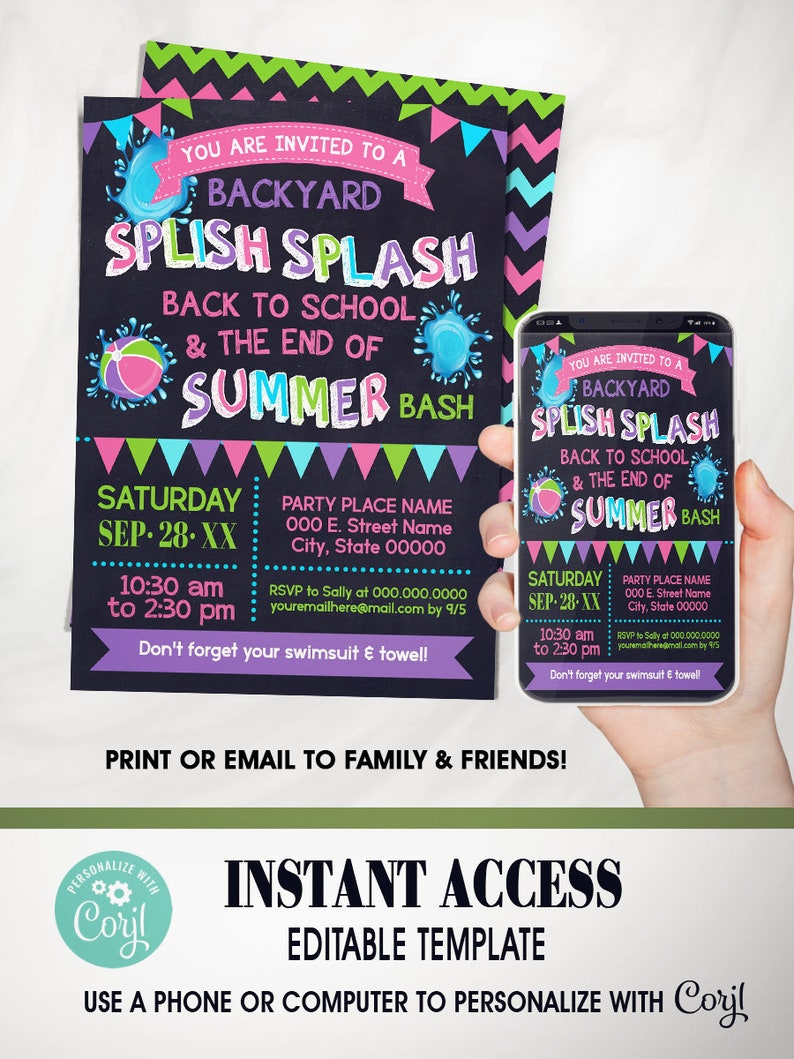 Pink Backyard Splish Splash Back to School & End of Summer | Etsy