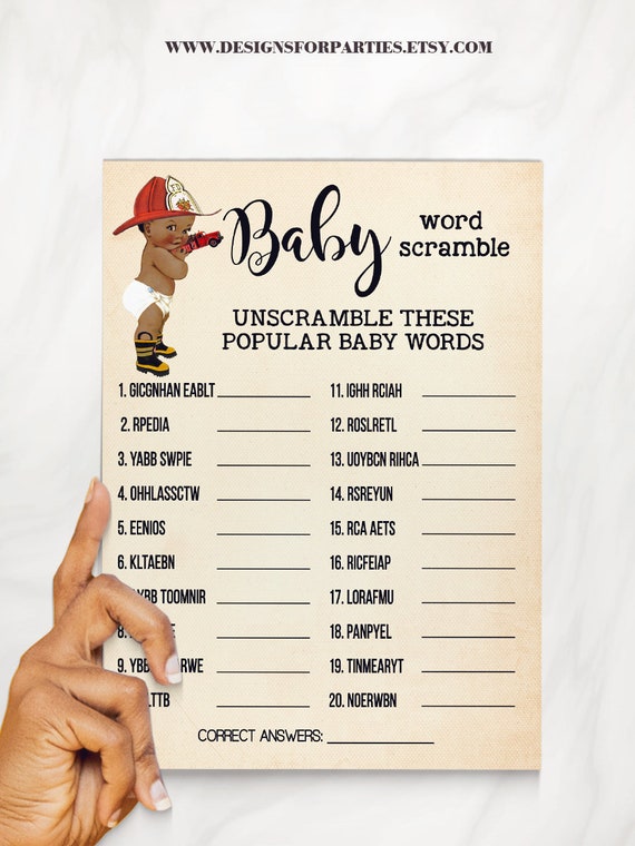 Fireman Word Scramble Baby Shower Game Baby Word Scramble - Etsy