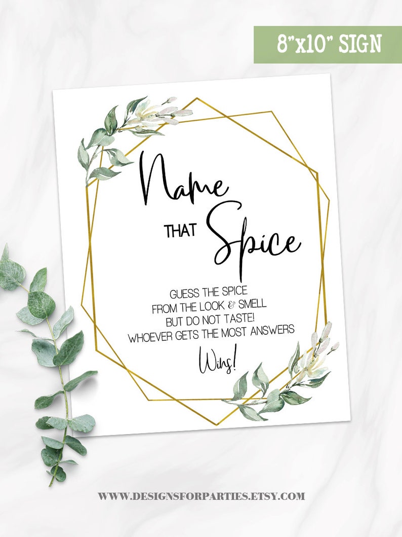Name That Spice Game Bridal Shower Guess That Spice Activity - Etsy