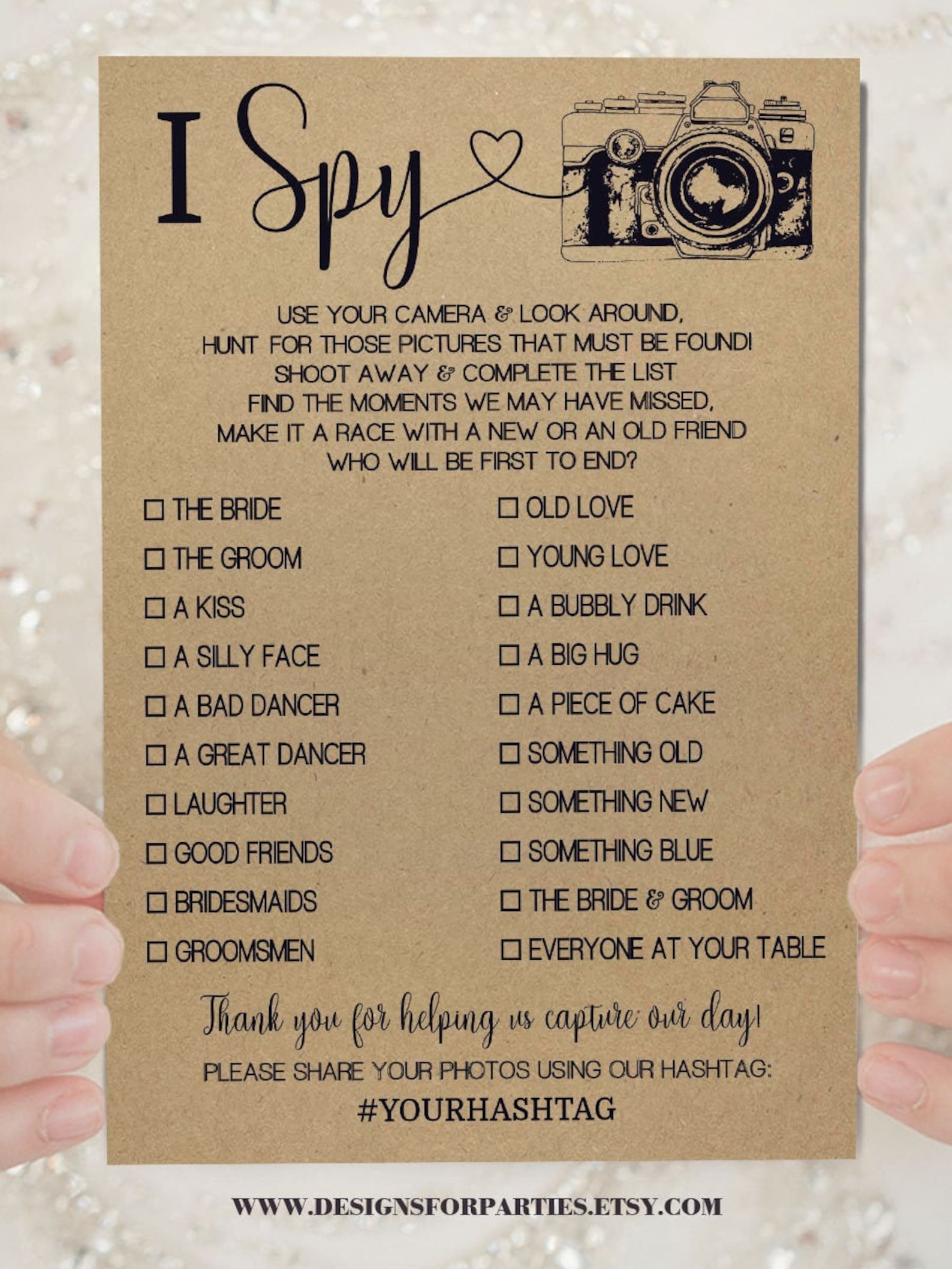 I Spy Game Wedding Reception Bridal Shower Editable Game White - Etsy