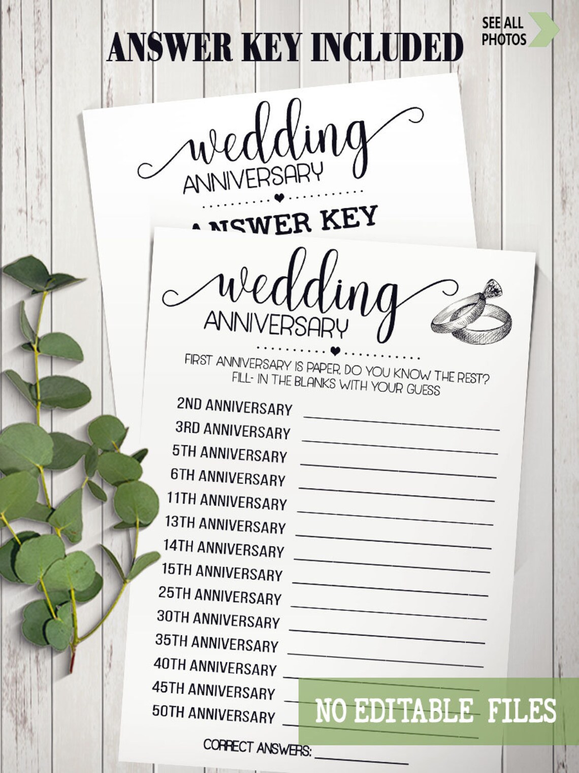 Guess the Wedding anniversary game bridal shower activity | Etsy