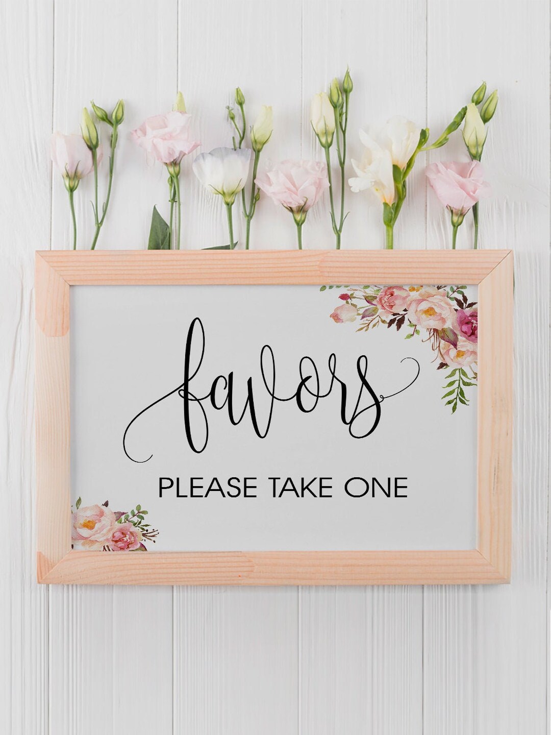 Pink Flowers Bridal Shower Favors Sign Bridal Shower Sign Wedding ...