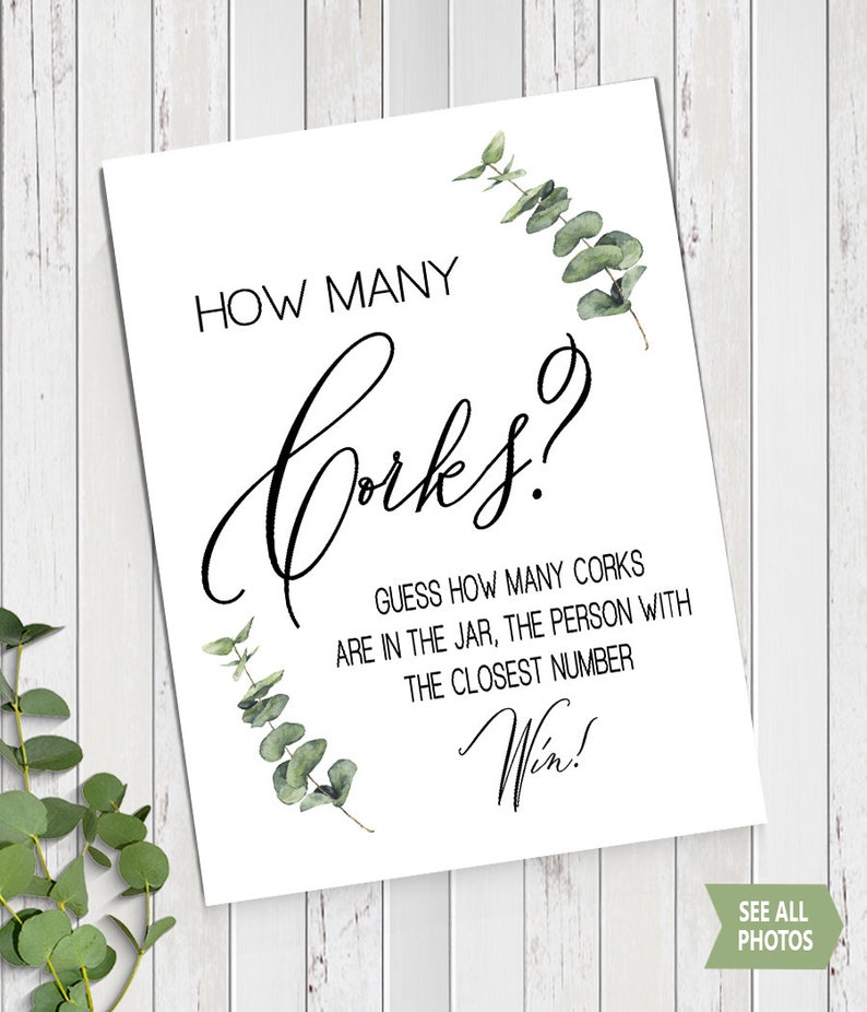 Guess How Many Corks Game Bridal Shower Couples Shower | Etsy