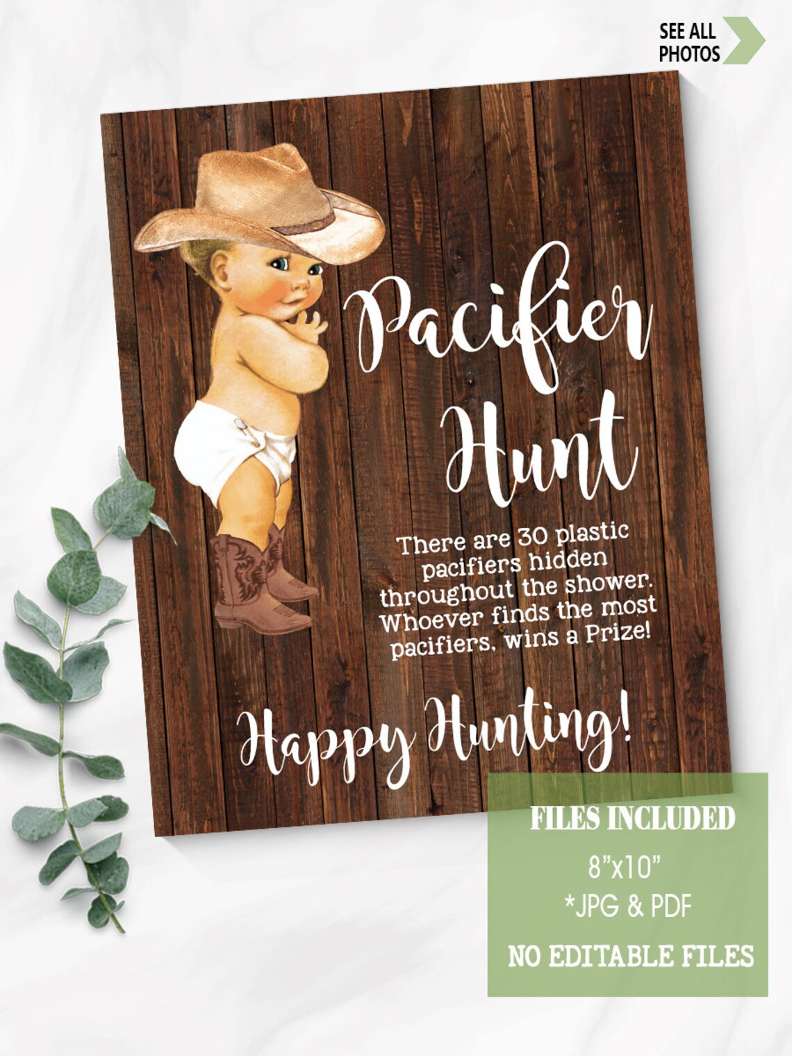 Cowboy Pacifier Hunt Baby Shower Game Find the Pacifiers Boy | Etsy
