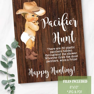Cowboy Pacifier Hunt Baby Shower Game Find the Pacifiers Boy Rustic ...